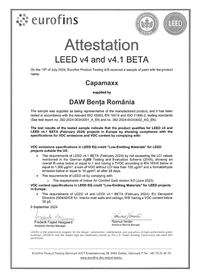 CapaMaXX – висок клас боя с LEED сертификат от Caparol | Stroiteli-bg.com | Строителство ...